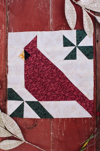 Northern Cardinal Paper Pieced Quilt Block - We Like Quilting