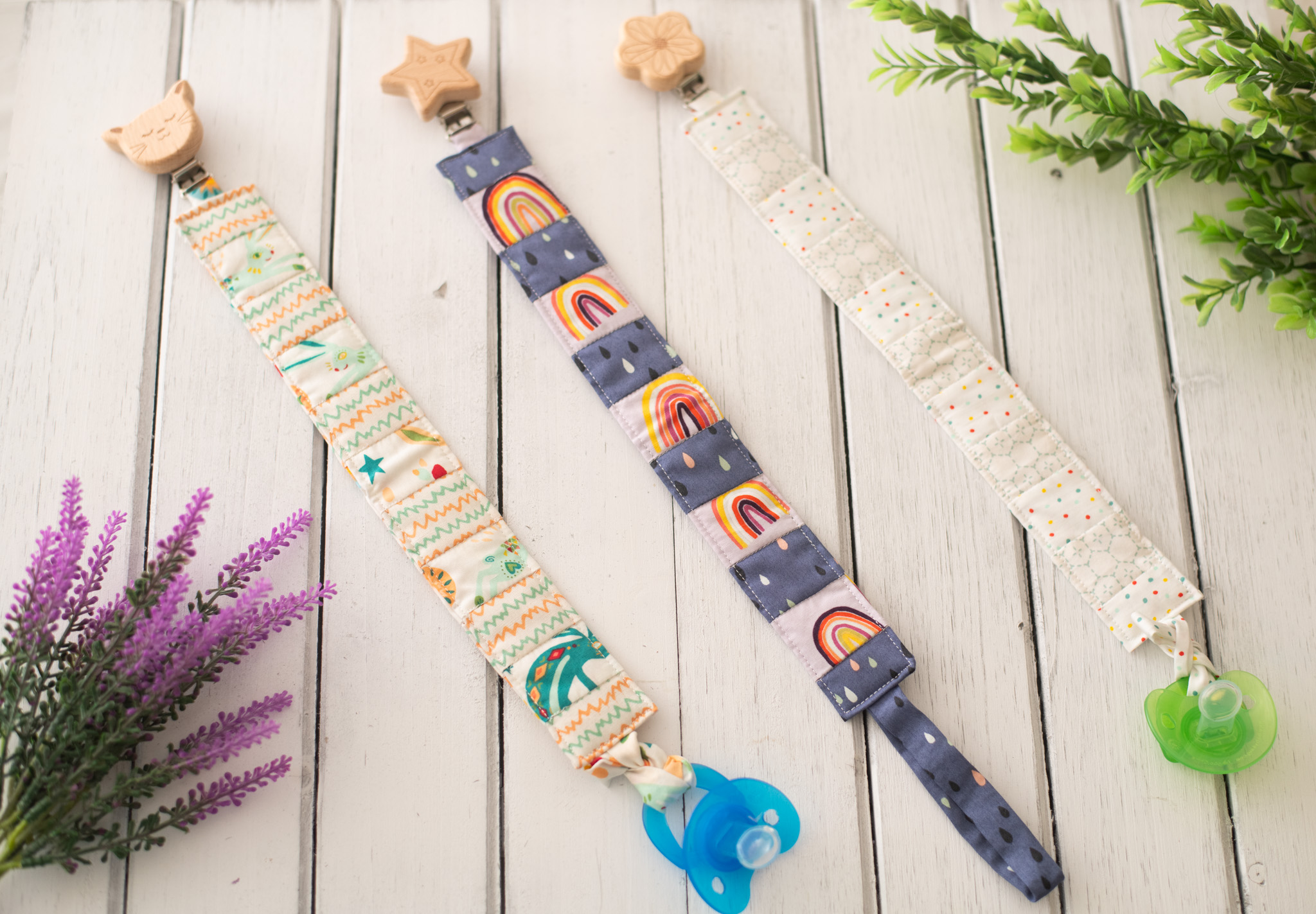Playful Patchwork Pacifier Strap - We Like Quilting